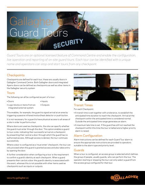 Gallagher Guard Tours - Gallagher Security