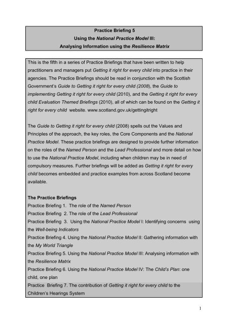 Resilience Matrix _Practice Briefing 5_ 9.12.10 - Scottish Government