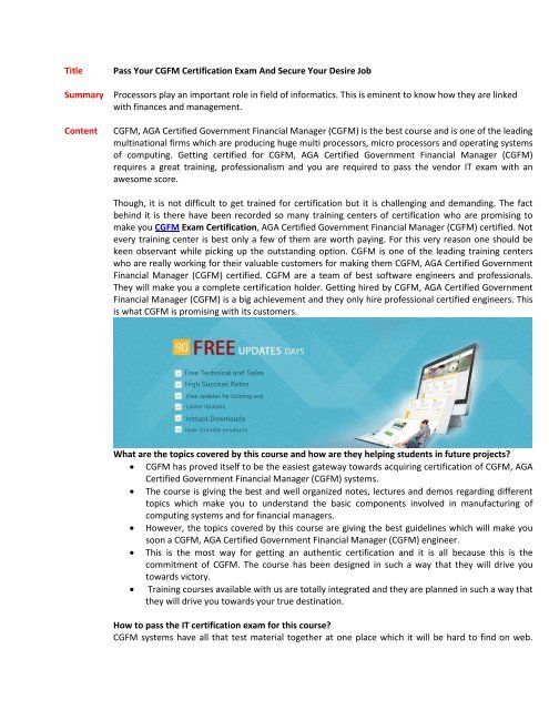 CGFM Certification Book