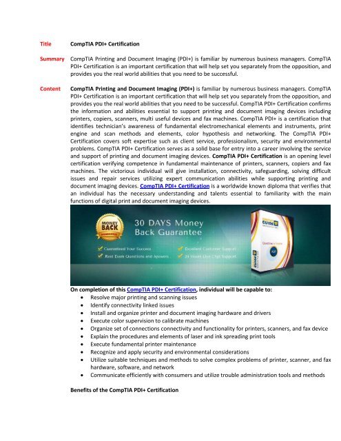 CompTIA PDI+ Certification