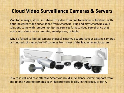 Cloud Video Surveillance Cameras & Servers