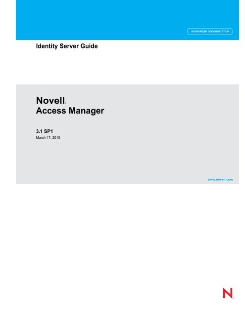 Novell Access Manager 3.1 SP1 Identity Server Guide