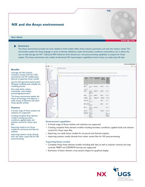 NX and the ANSYS Environment