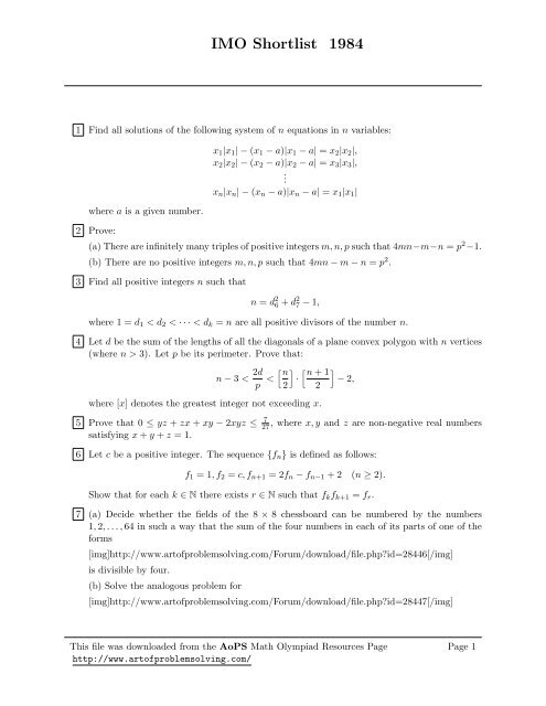 International Competitions IMO Shortlist 1984 - Art of Problem Solving