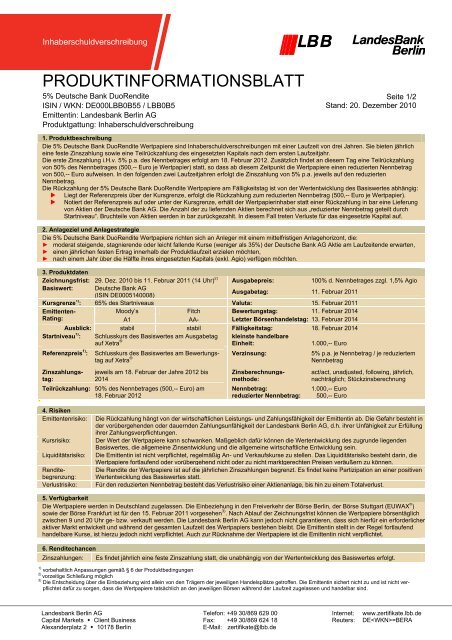PRODUKTINFORMATIONSBLATT