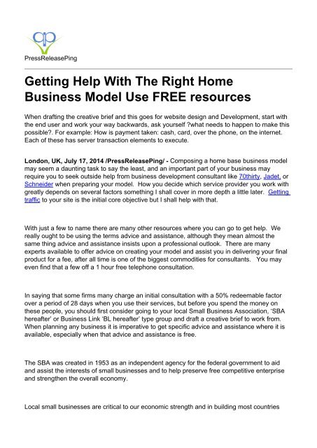 Getting Help With The Right Home Business Model Use FREE resources