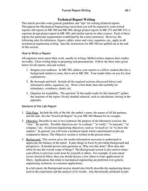 Technical Report Writing Mechanical Engineering