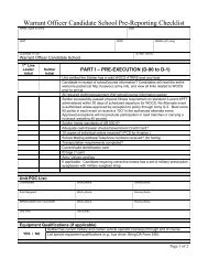 Warrant Officer Candidate School Pre-Reporting Checklist