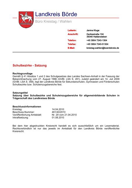 Landkreis Börde Landkreis Börde