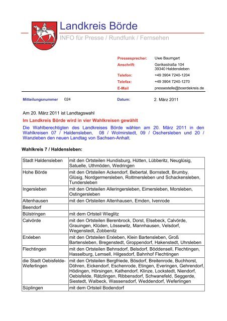 Landkreis Börde Landkreis Börde