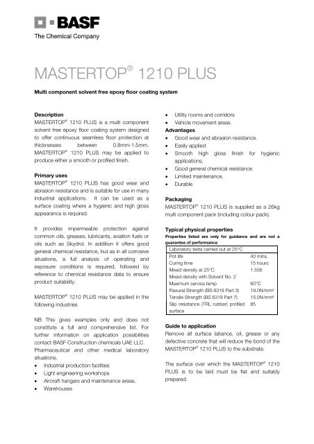 TDS - Mastertop 1210 Plus - basf-cc.com.jo