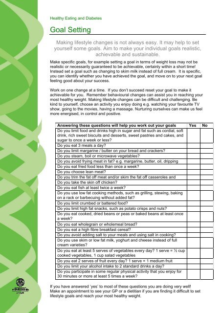 Goal Setting - Diabetes Outreach