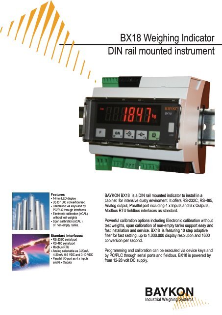 BX18 Weighing Indicator DIN rail mounted instrument