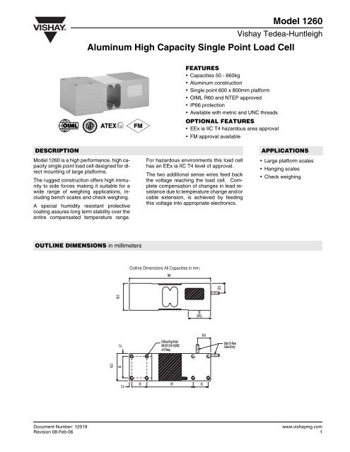 Model 1260 Aluminum High Capacity Single Point Load Cell