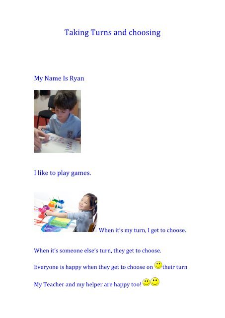 Social story - taking turns