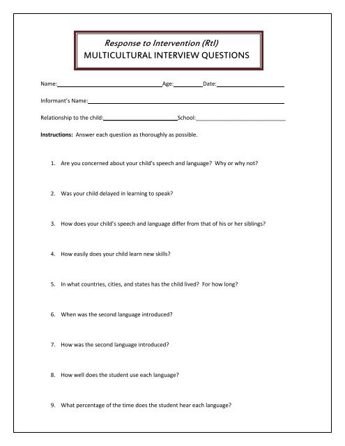 multicultural interview questions