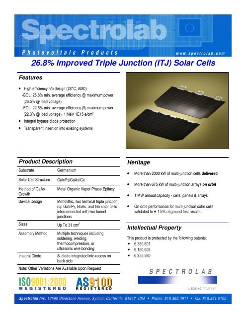 26.8% Improved Triple Junction (ITJ) Solar Cells - Spectrolab