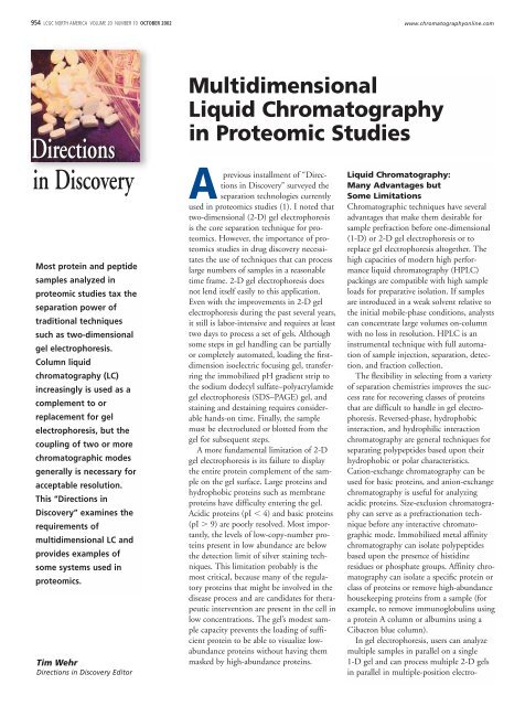 Multidimensional Liquid Chromatography in Proteomic Studies