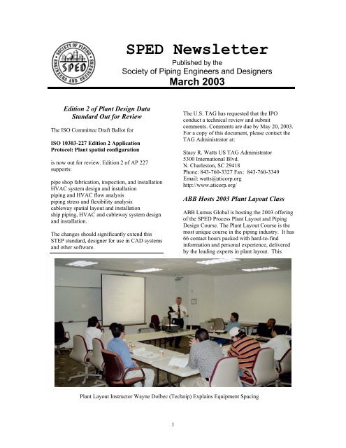 SPED Newsletter - Society of Piping Engineers and Designers