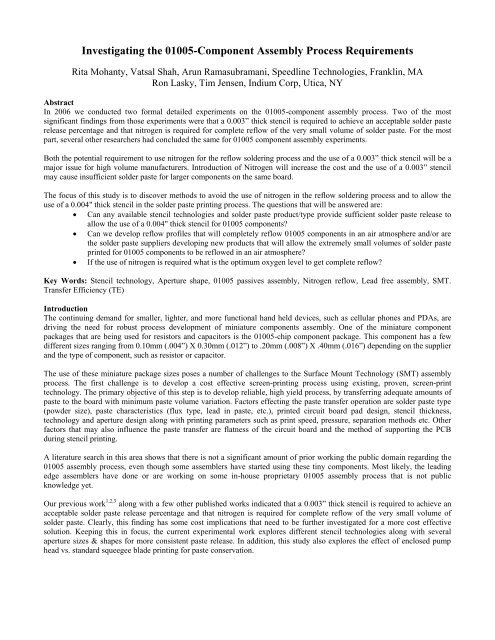 Ultra Fine Pitch Printing - Speedline Technologies