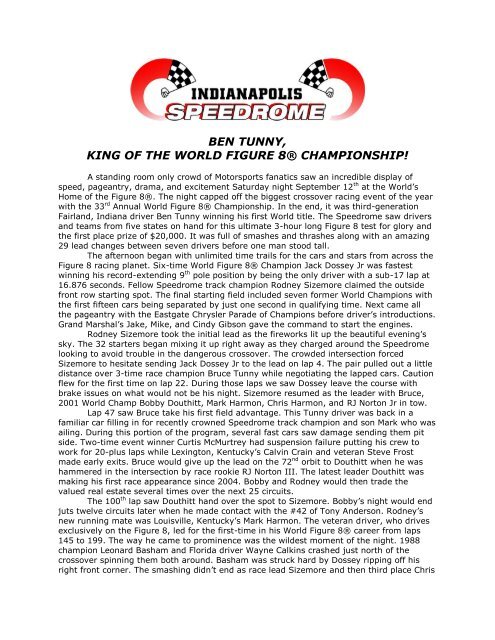 BEN TUNNY, KING OF THE WORLD FIGURE 8Â® CHAMPIONSHIP!