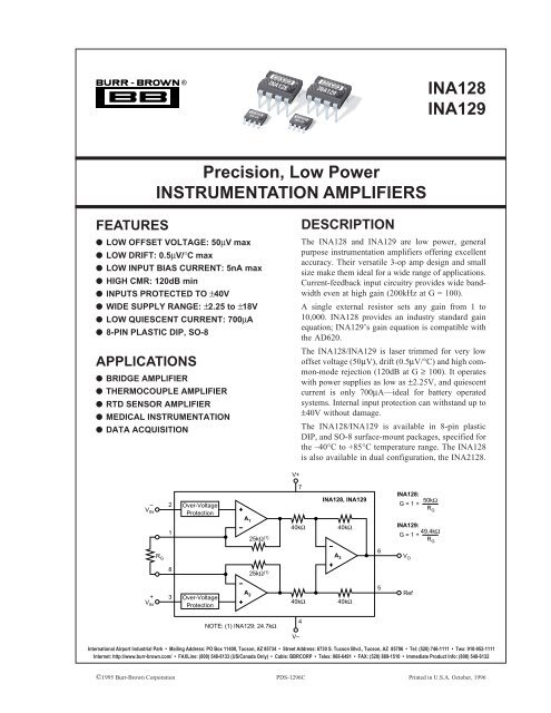 ina128 ina129 applications - Datasheet Catalog