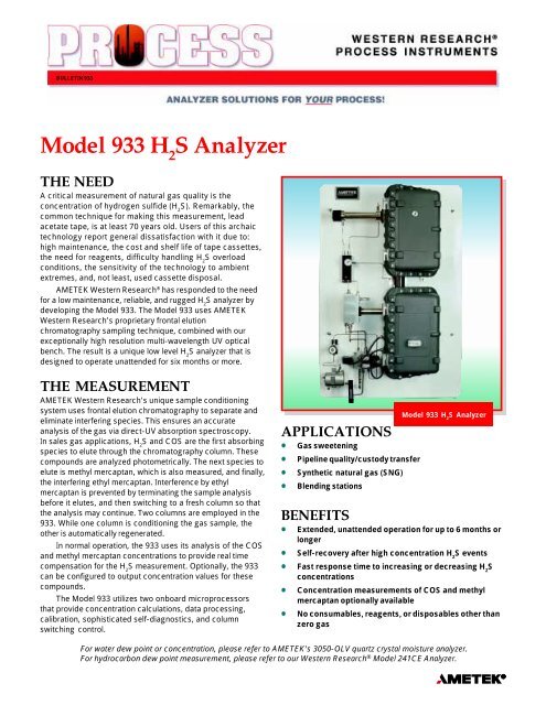 Model 933 H S Analyzer
