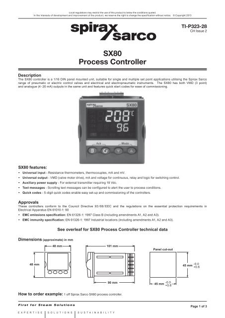 SX80 Process Controller - Spirax Sarco