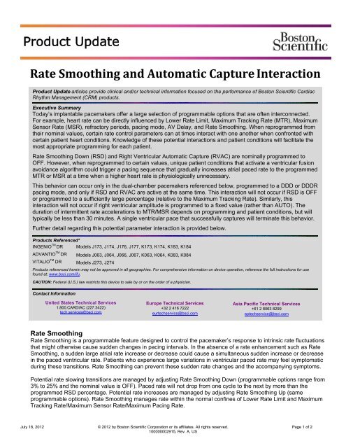 Rate Smoothing And Automatic Capture Interaction Boston Scientific