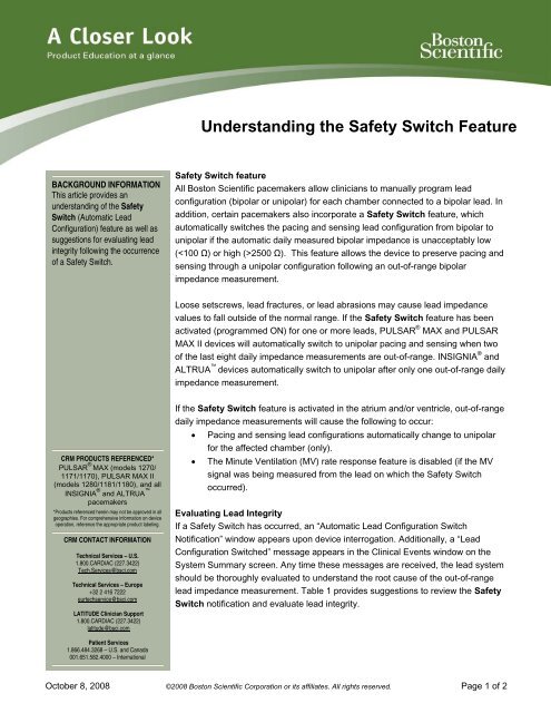 Understanding the Safety Switch Feature - Boston Scientific