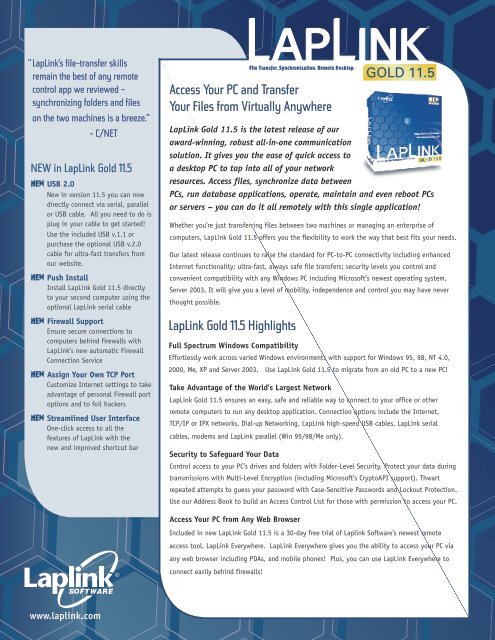 Access Your PC and Transfer Your Files from Virtually ... - Laplink