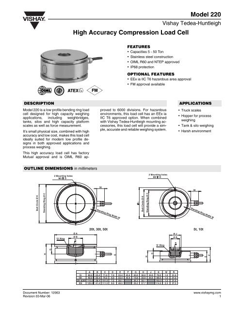 High Accuracy Compression Load Cell Model 220