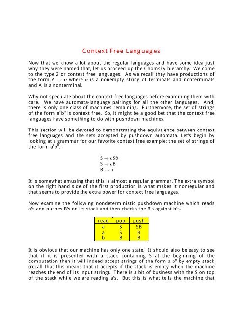 Context Free Languages