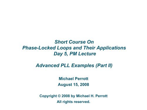 Advanced PLL Examples (Part II) - CppSim