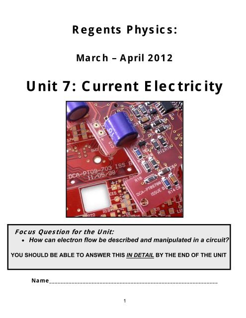 Unit 7: Current Electricity