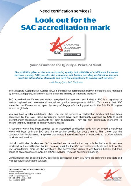 Look out for the SAC accreditation mark - Spring