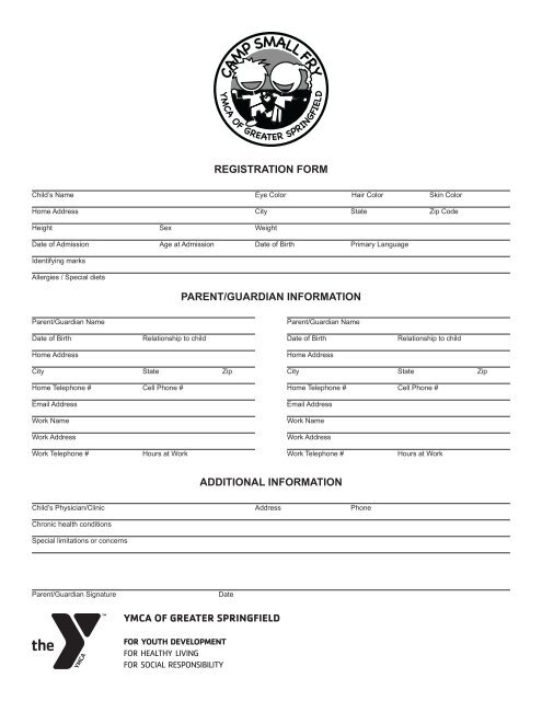Small Fry Registration Forms - YMCA