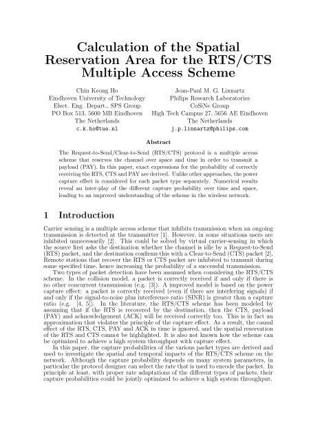 Calculation of the Spatial Reservation Area for the RTS/CTS Multiple ...