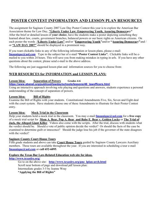 poster contest information and lesson plan resources