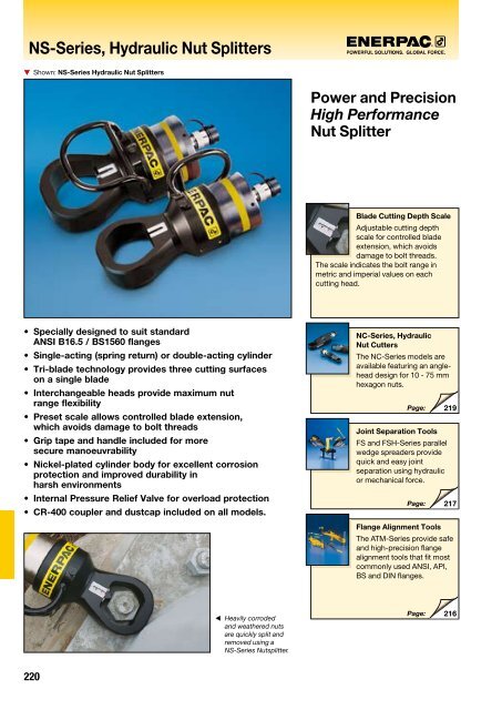 Ns-Series, Hydraulic Nut Splitters - Enerpac