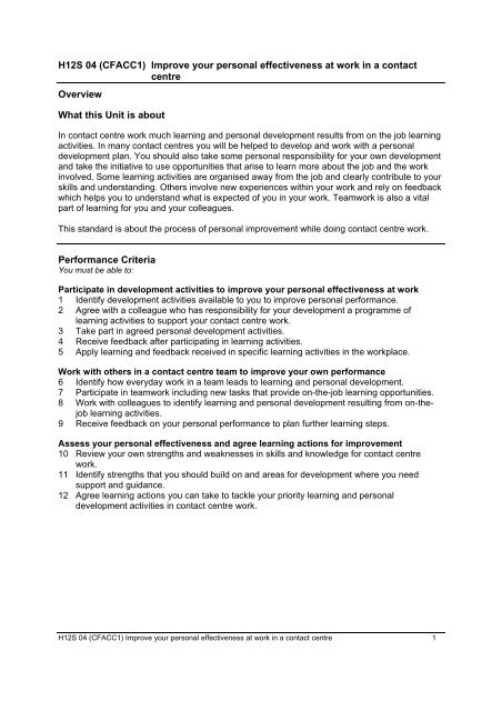 Improve your personal effectiveness at work in a contact centre