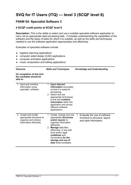 SVQ for IT Users (ITQ) â Level 1 (SCQF Level 4) (not formally ... - SQA