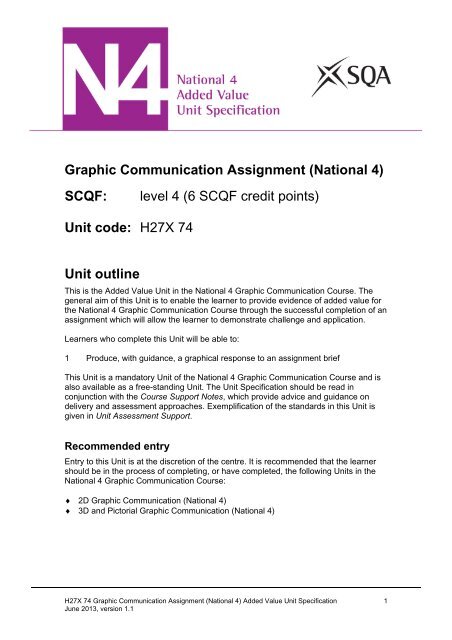 Graphic Communication Assignment (National 4) SCQF: level ... - SQA