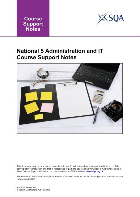 National 5 Administration and IT Course Support Notes - SQA