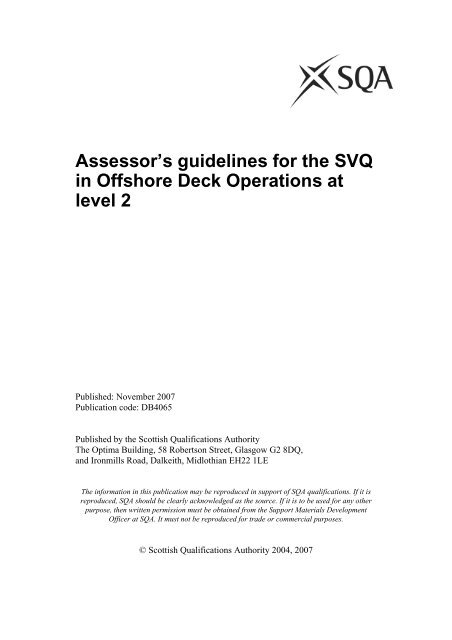 Offshore Deck Operations at level 2 - Scottish Qualifications Authority