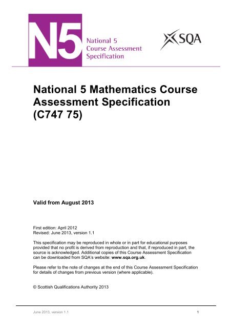 National 5 Mathematics Course Assessment Specification - Scottish ...