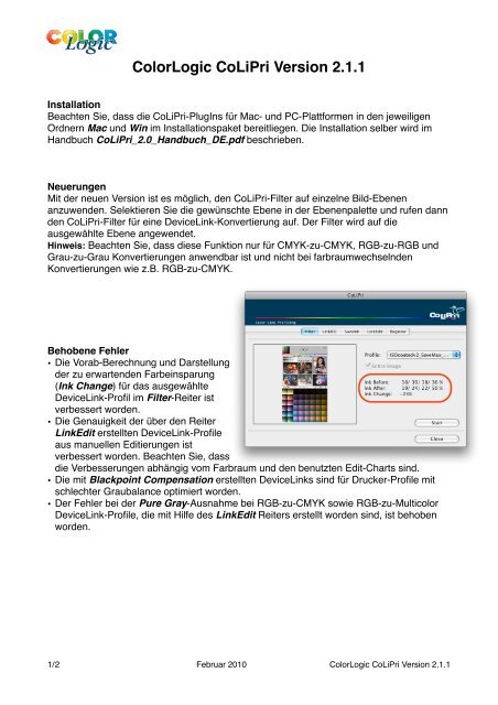 ColorLogic CoLiPri Version 2.1.1