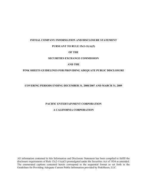 Initial Disclosure Statement - Baby Genius