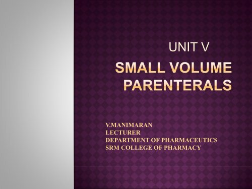 Small Volume Parenterals