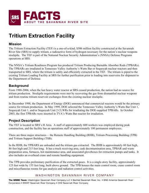 Tritium Extraction Facility - Savannah River Site